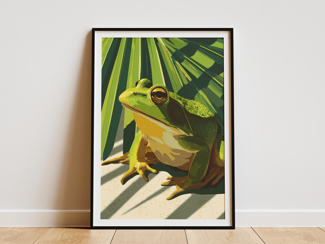 Tropical Bullfrog Hawaii Art Print Modern Nature Wall Decor Amphibian ...