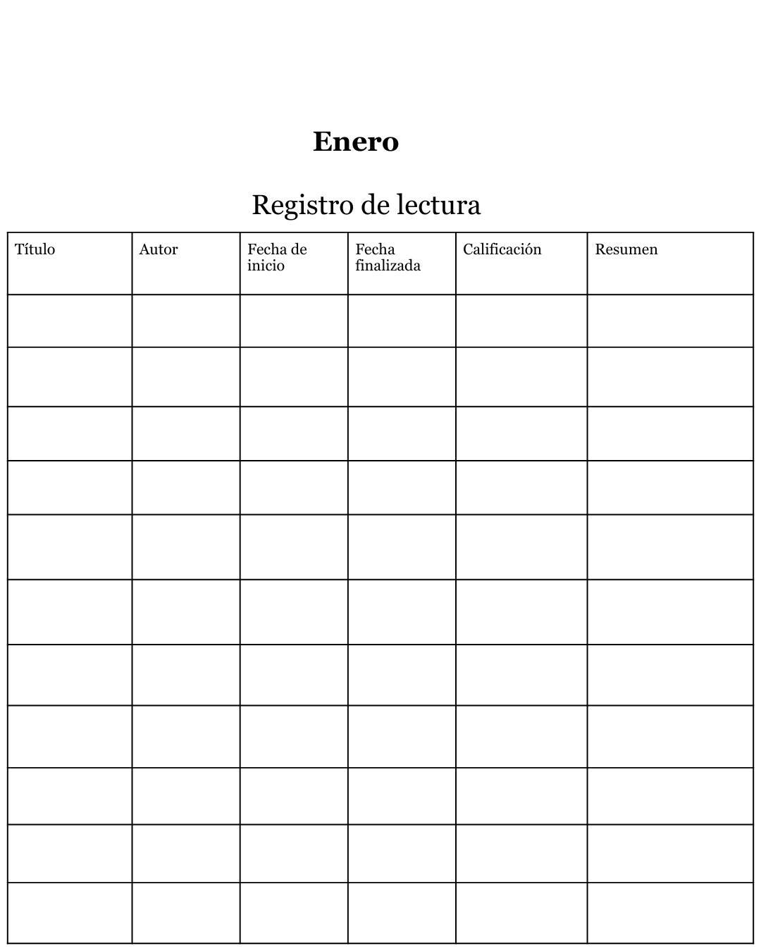 Registro De Lectura Imprimible En Espanol - Etsy