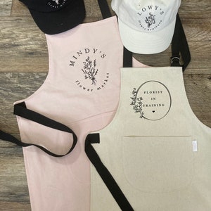 Personalized Flower Shop Apron, Simple, Floral, Pink, Black, Modern ...