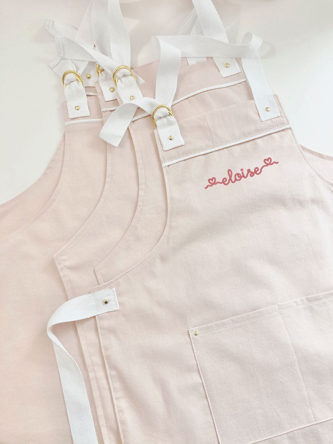 Pink Emerson Girls Apron, Embroidered, Custom, Kids, Blush, Kitchen ...