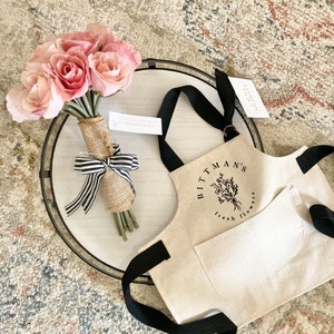 Personalized Flower Shop Apron, Simple, Floral, Pink, Black, Modern ...