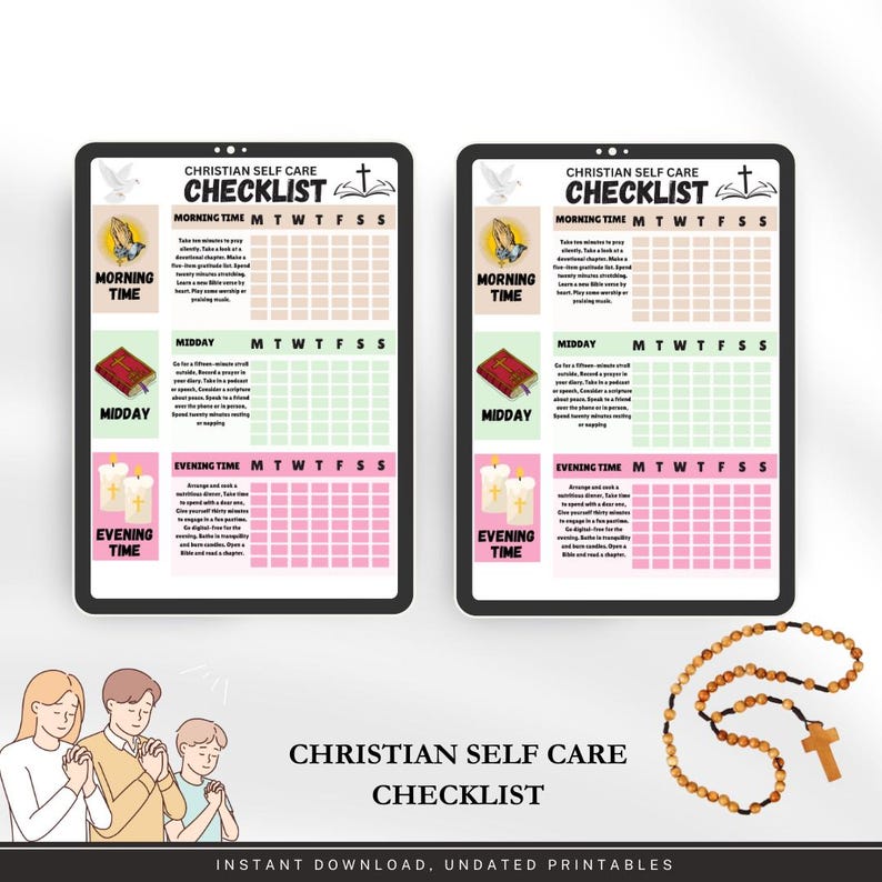 Christian Self-care Checklist | Faith-based Wellness Planner | Prayer ...