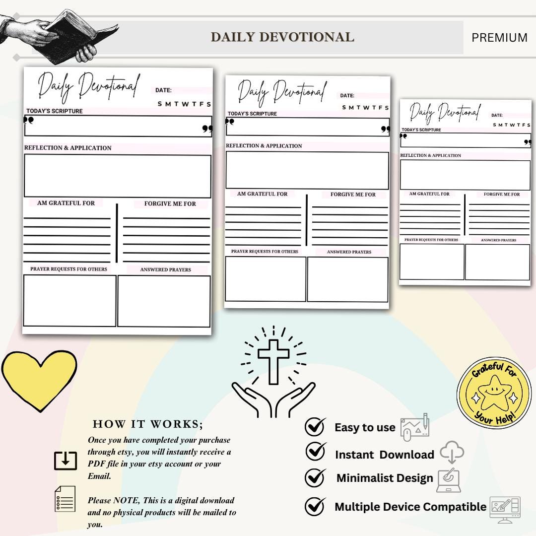 Daily Devotional Checklist | Printable Faith Planner | Bible Study ...