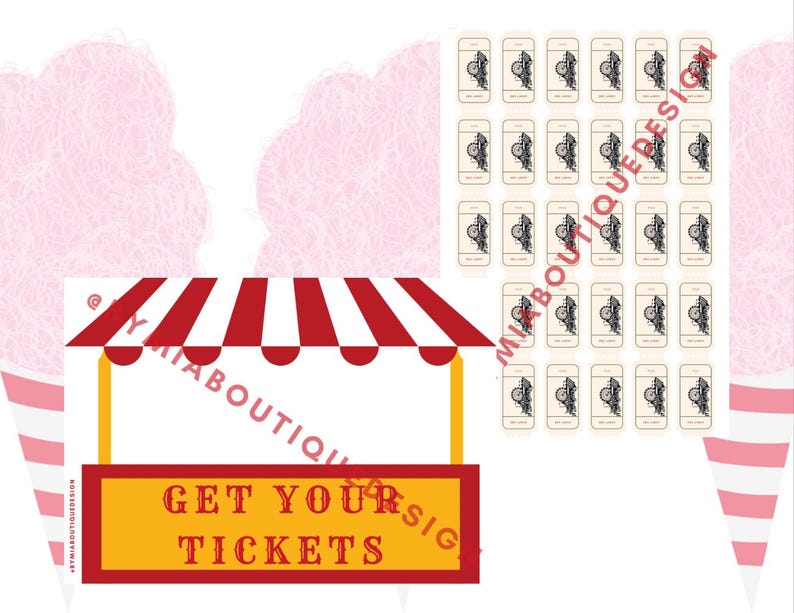 Carnival Party Game Signs: Printable Fun Fair Ticket Booth (digital ...