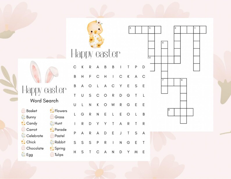 Easter Activity Pack | Word Search, Crossword Games (digital Download ...