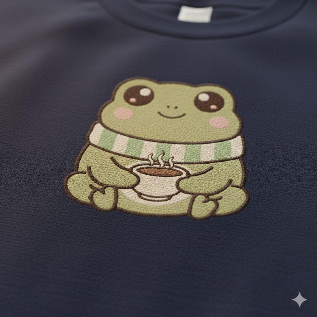Cute Frog Sweatshirt, Kawaii Frog Sweater, Cozy Frog Coffee Shirt, Frog ...