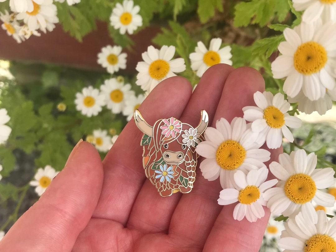 Highland Cow Hippy Enamel Pin Cute Hairy Coo Badge From Scotland ...