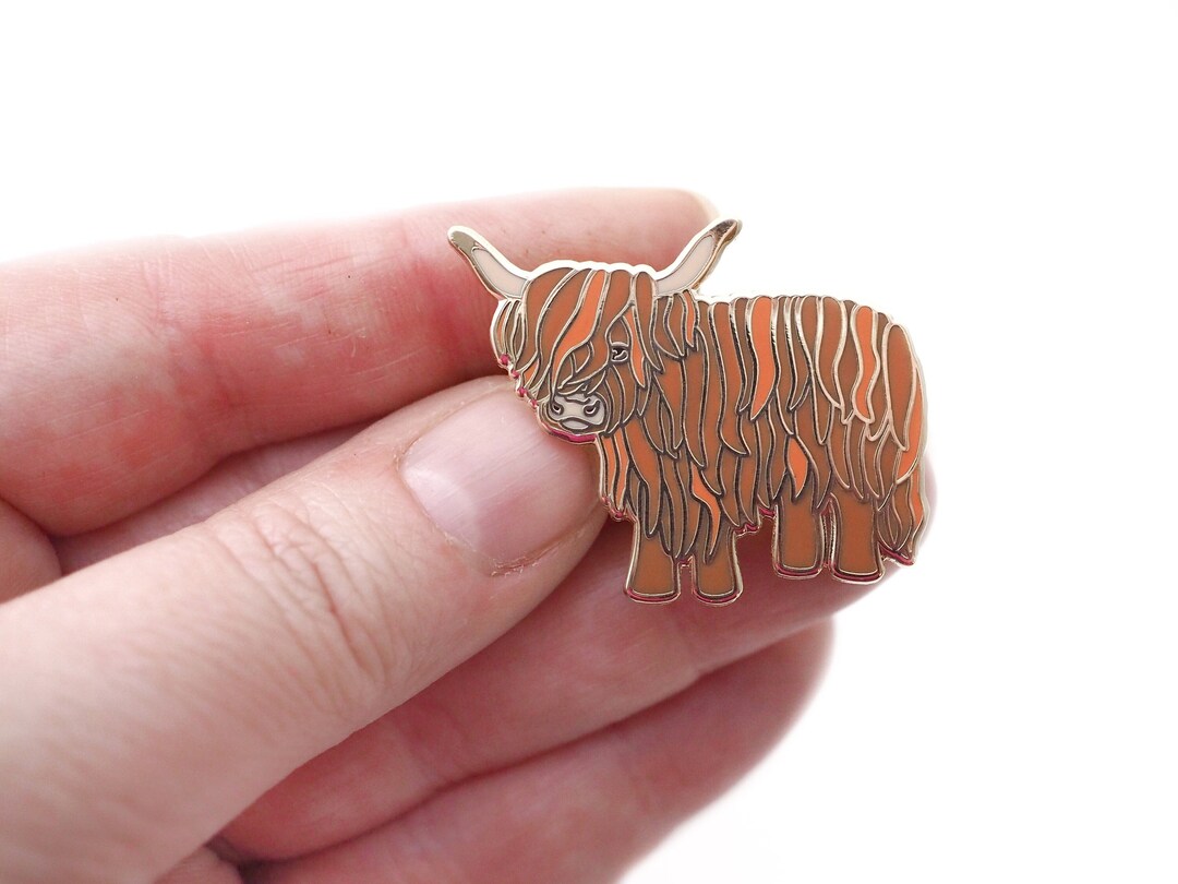 Highland Cow Enamel Pin. Scottish Animal Design. - Etsy