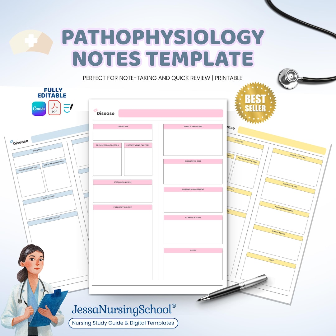 Pathophysiology Template Nursing Student Medical-surgical Notes Taking ...