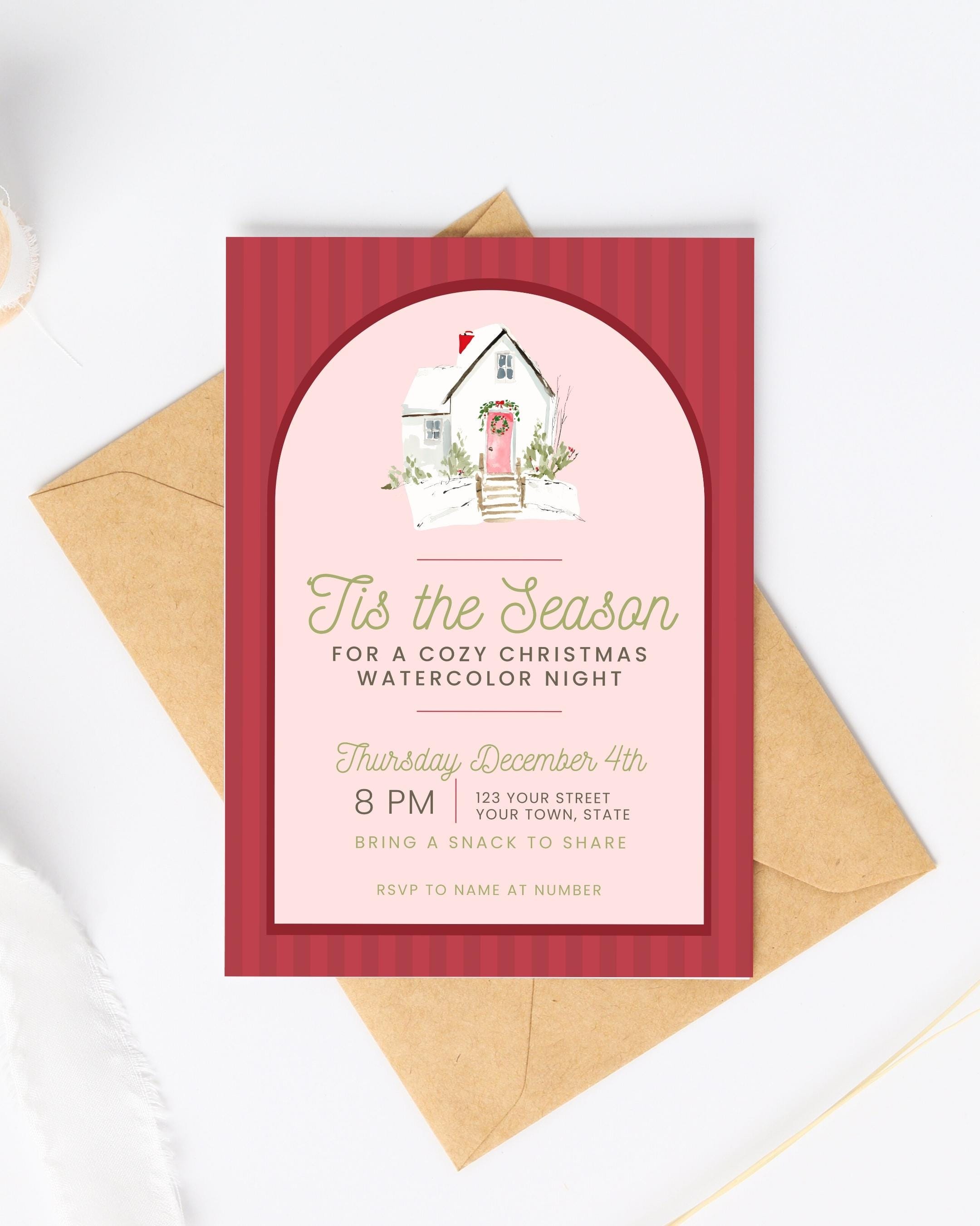 Editable Cozy Christmas Party Invitation | Holiday Canva Template ...