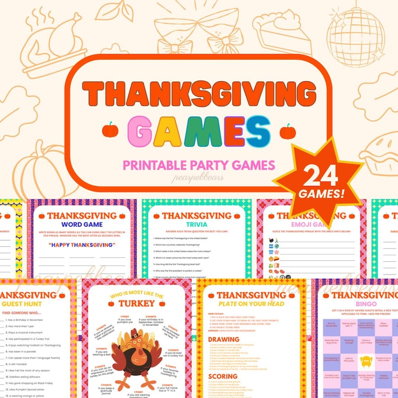 Thanksgiving Games Bundle | Printable Fun Thanksgiving Games for Kids ...