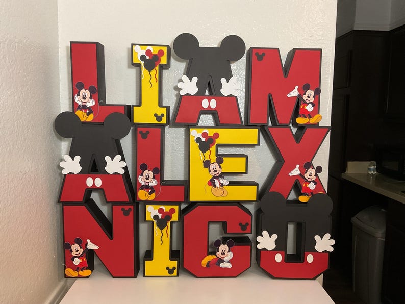 Mickey Mouse-inspired Themed 3D Letters - Etsy