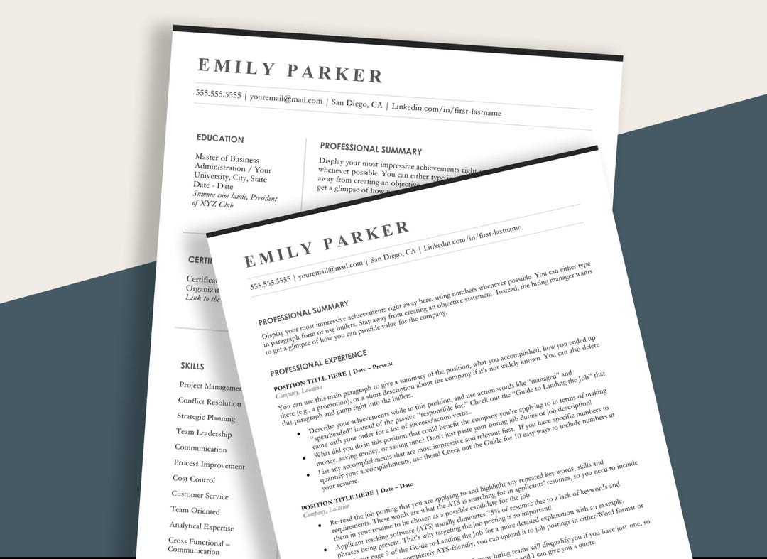 Buy ATS Resume Template: Modern Professional CV Layout (word, PDF ...