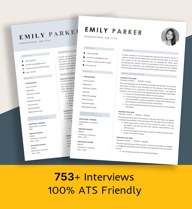 Two in One ATS Resume Template Bundle | Two Minimal Themes and Layouts ...