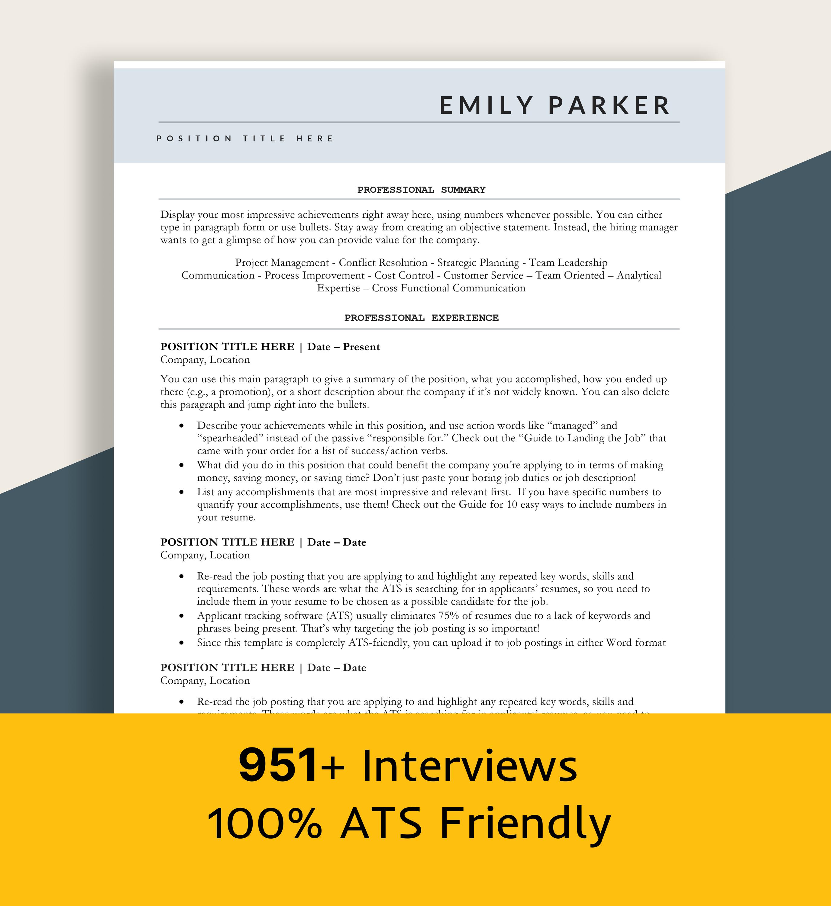 Top ATS Resume Template | Word, Google Docs and Pages | Professional ...