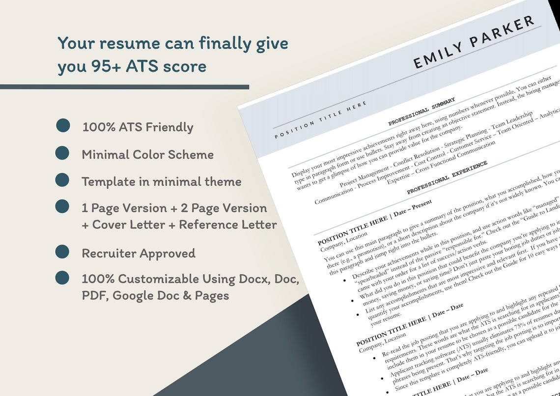 Top ATS Resume Template | Word, Google Docs and Pages | Professional ...