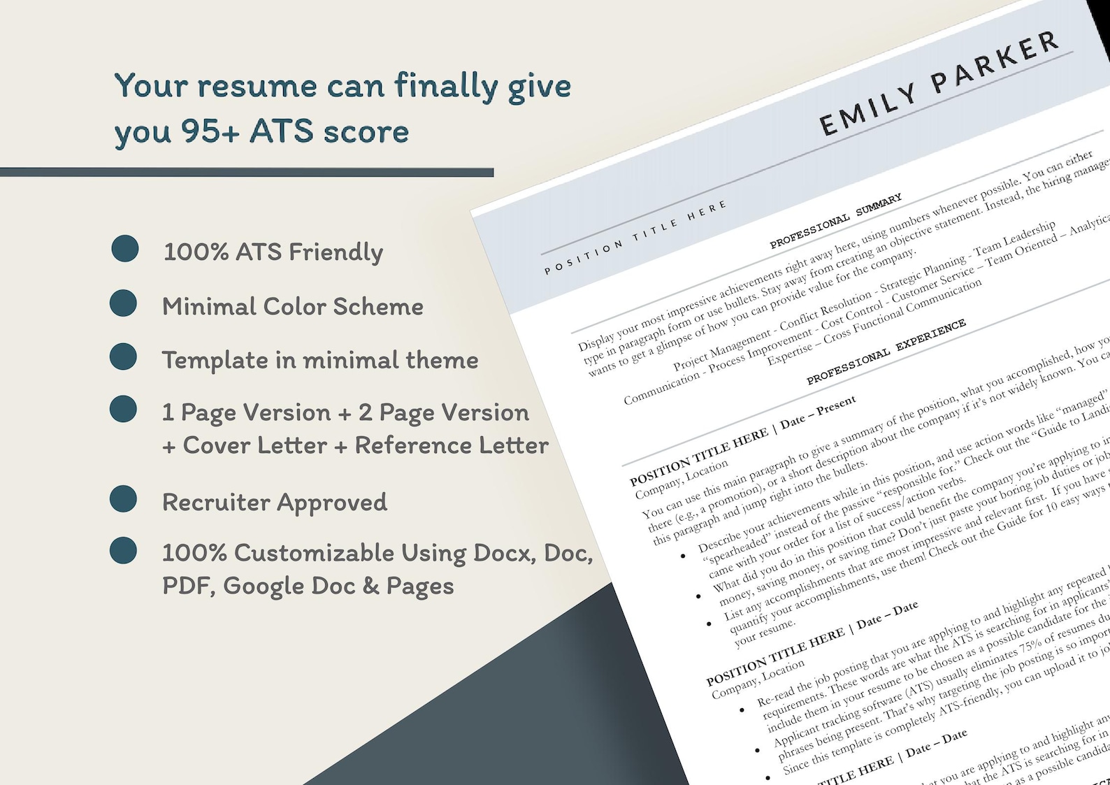 Top ATS Resume Template | Word, Google Docs and Pages | Professional ...