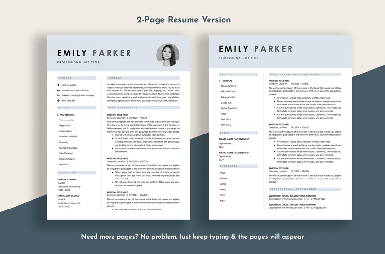 Two in One ATS Resume Template Bundle | Two Minimal Themes and Layouts ...