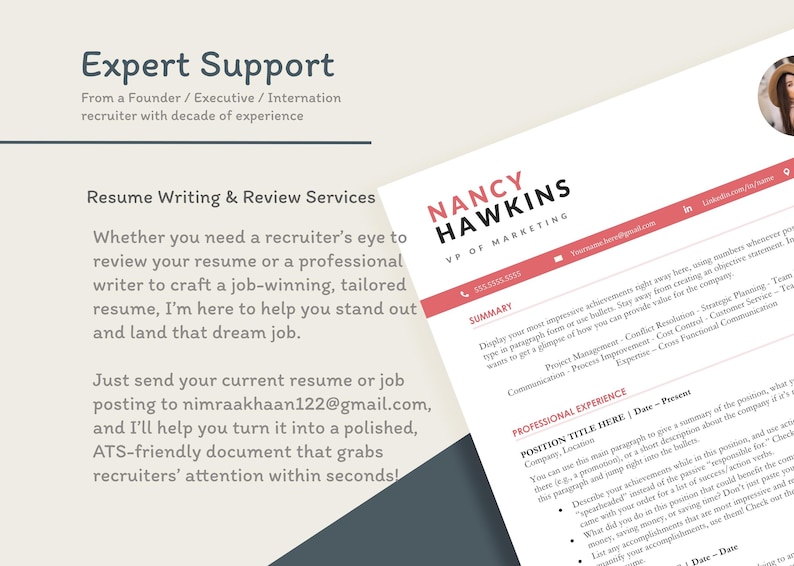 Two in One ATS Resume Template | Red & Gray Professional Design ...