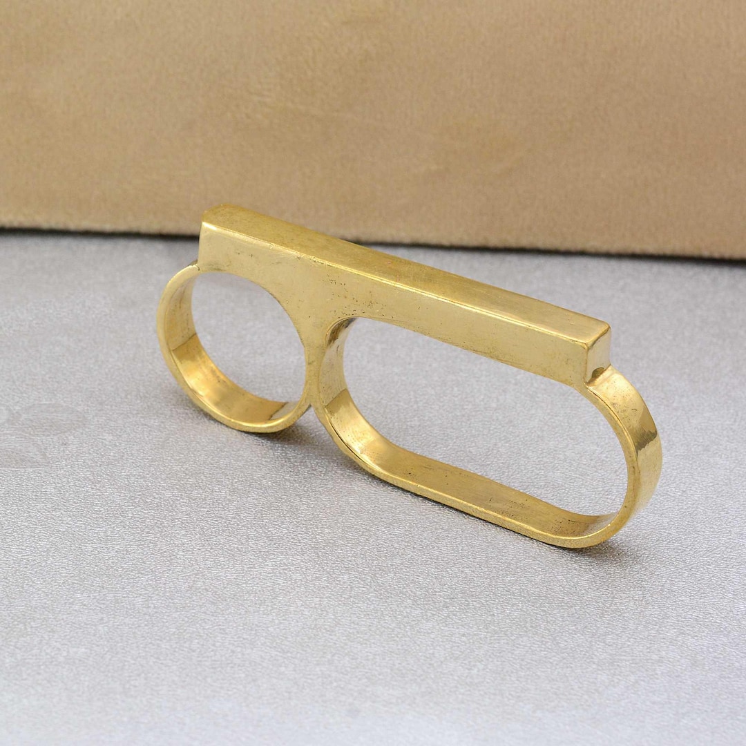 Vintage Punk Style Brass Three Finger Ring, Father's Day Gift - Etsy