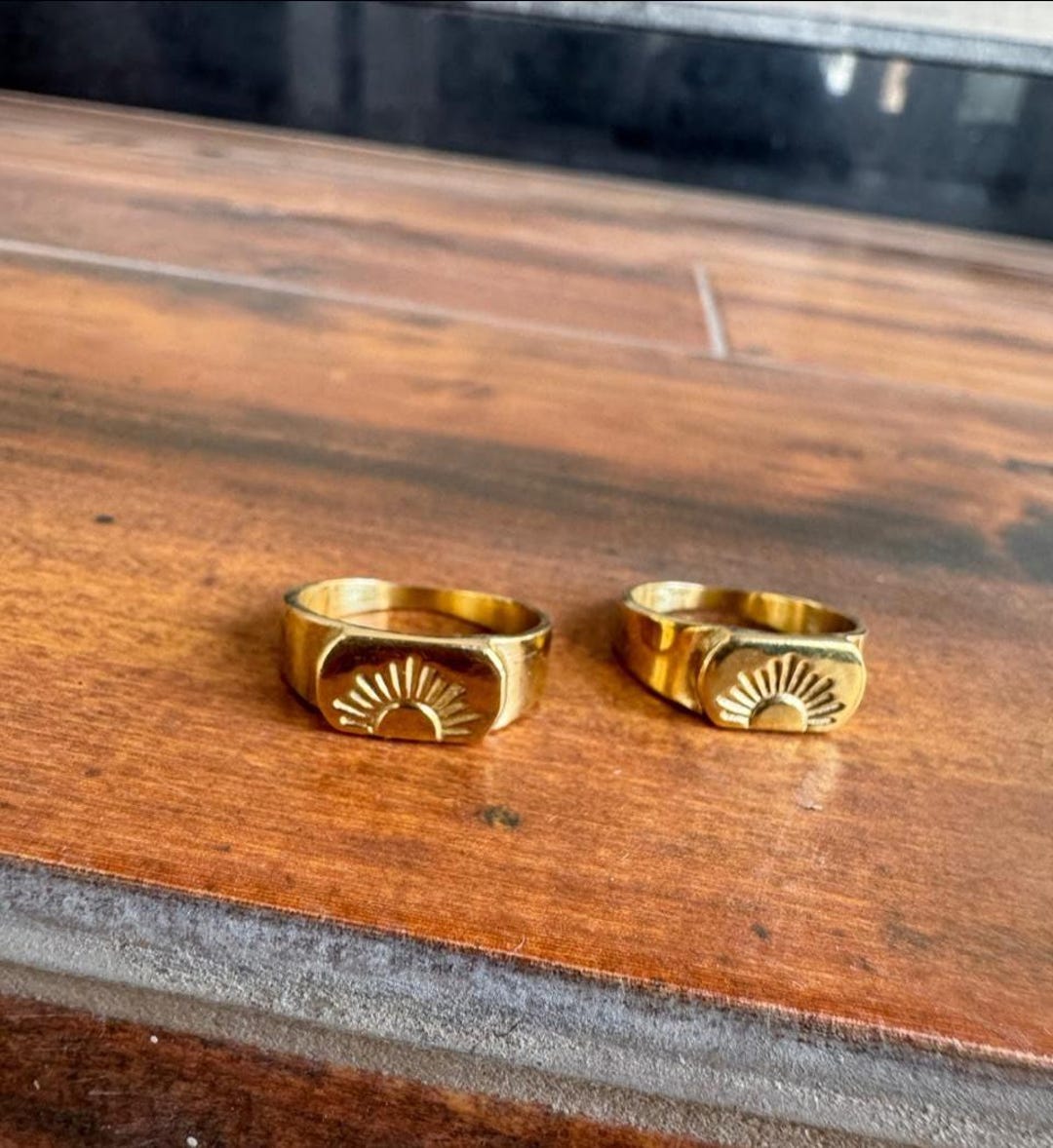 Gold Sun Signet Ring for Men and Women - Etsy