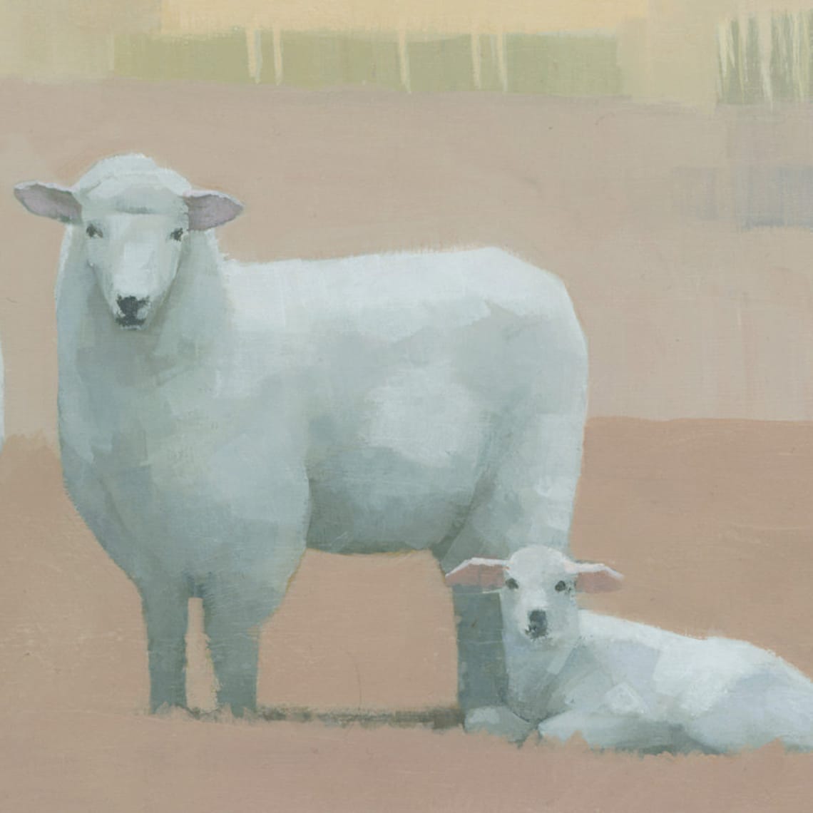 Sheep Lamb Abstract Pastel Colored Painting, Signed Giclee Wall Art ...