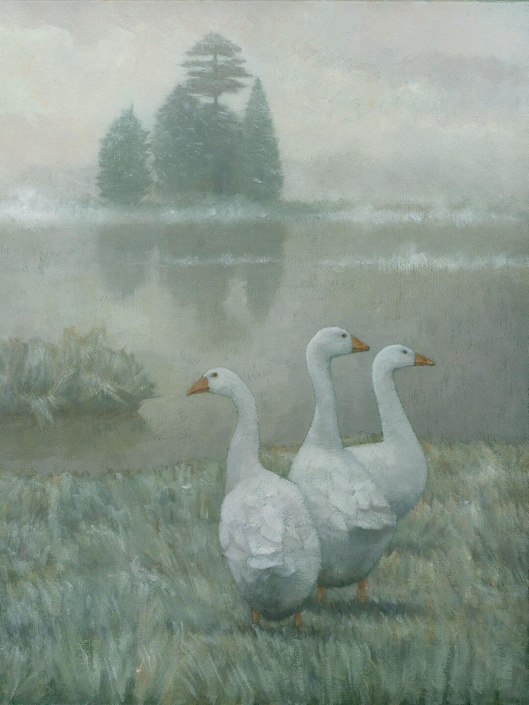 Geese Painting, Signed Giclee Art Print, Muted Winter Landscape Artwork ...