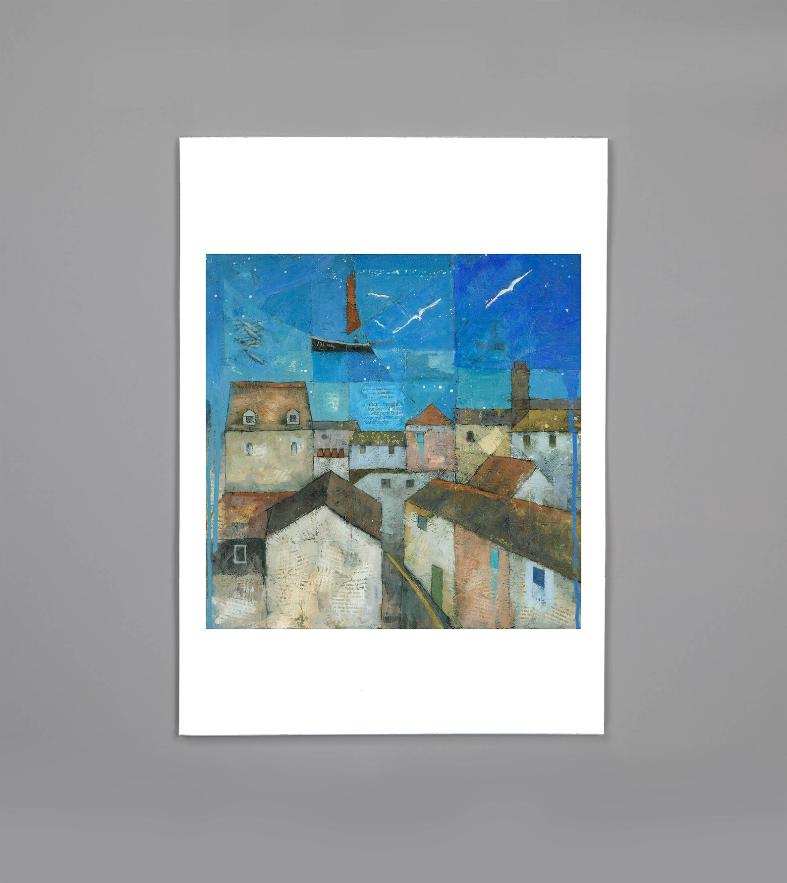 Falmouth, Abstract Cornish Fishing Harbour Painting, Signed Art Print ...