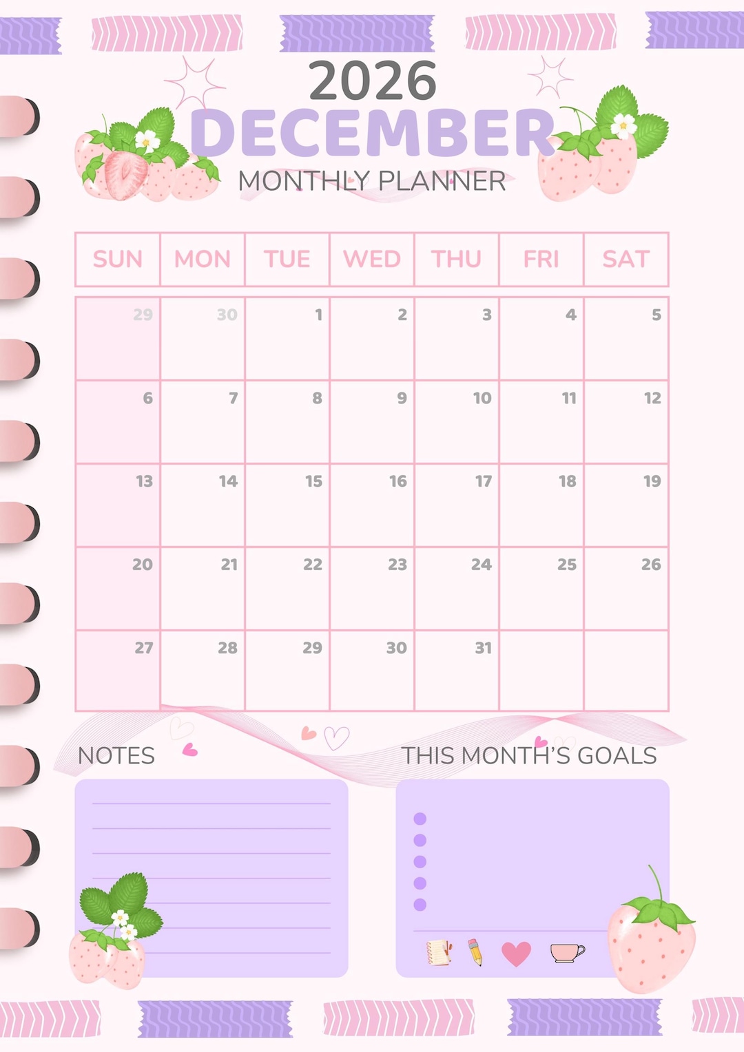 December Digital Calendar - Etsy
