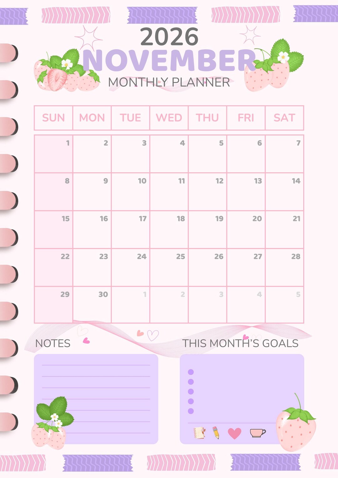 November Digital Calendar - Etsy
