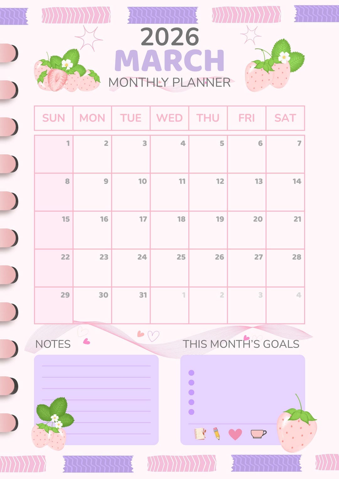 March Digital Calendar - Etsy