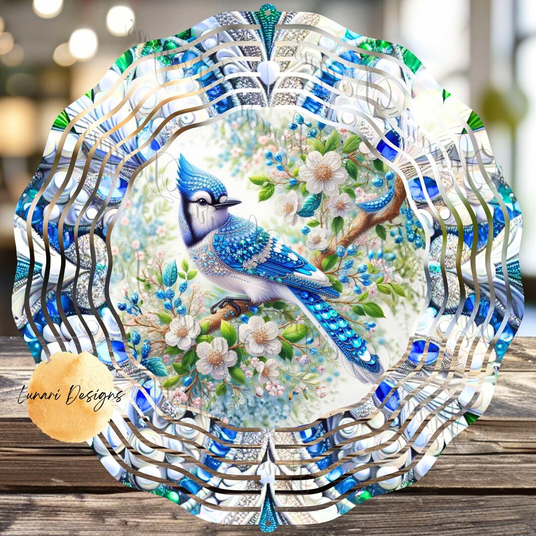 Blue Jay PNG / Crystal Spring Floral / Wind Spinner Design / Bird ...