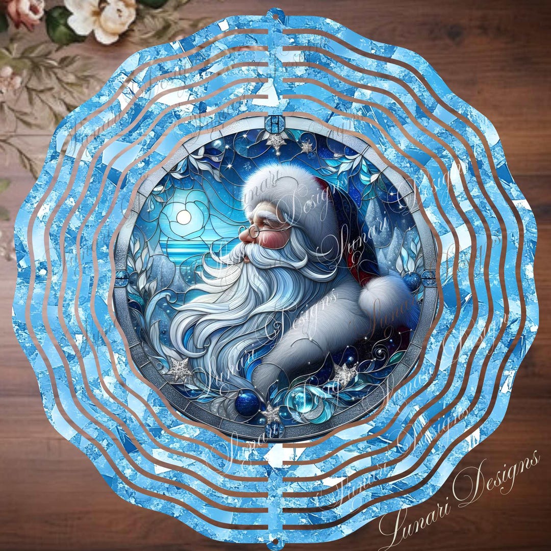 Stained Glass Santa Wind Spinner Design: Christmas Sublimation PNG ...