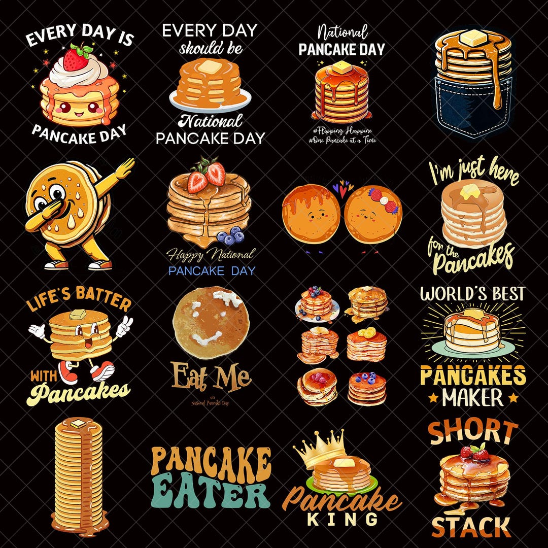 Pancake PNG Bundle, National Pancake Day Digital Designs, Funny ...