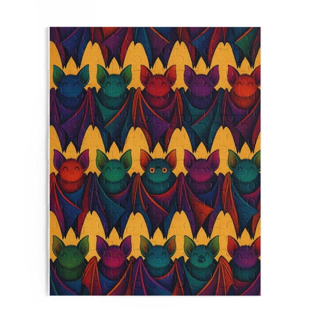 Puzzle (120, 252, 500-piece) Colorful Bat Pattern Jigsaw Puzzle for ...
