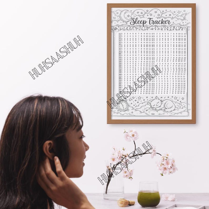 Sleep Tracker Printable | Cute Night Theme | Black & White Planner Page ...