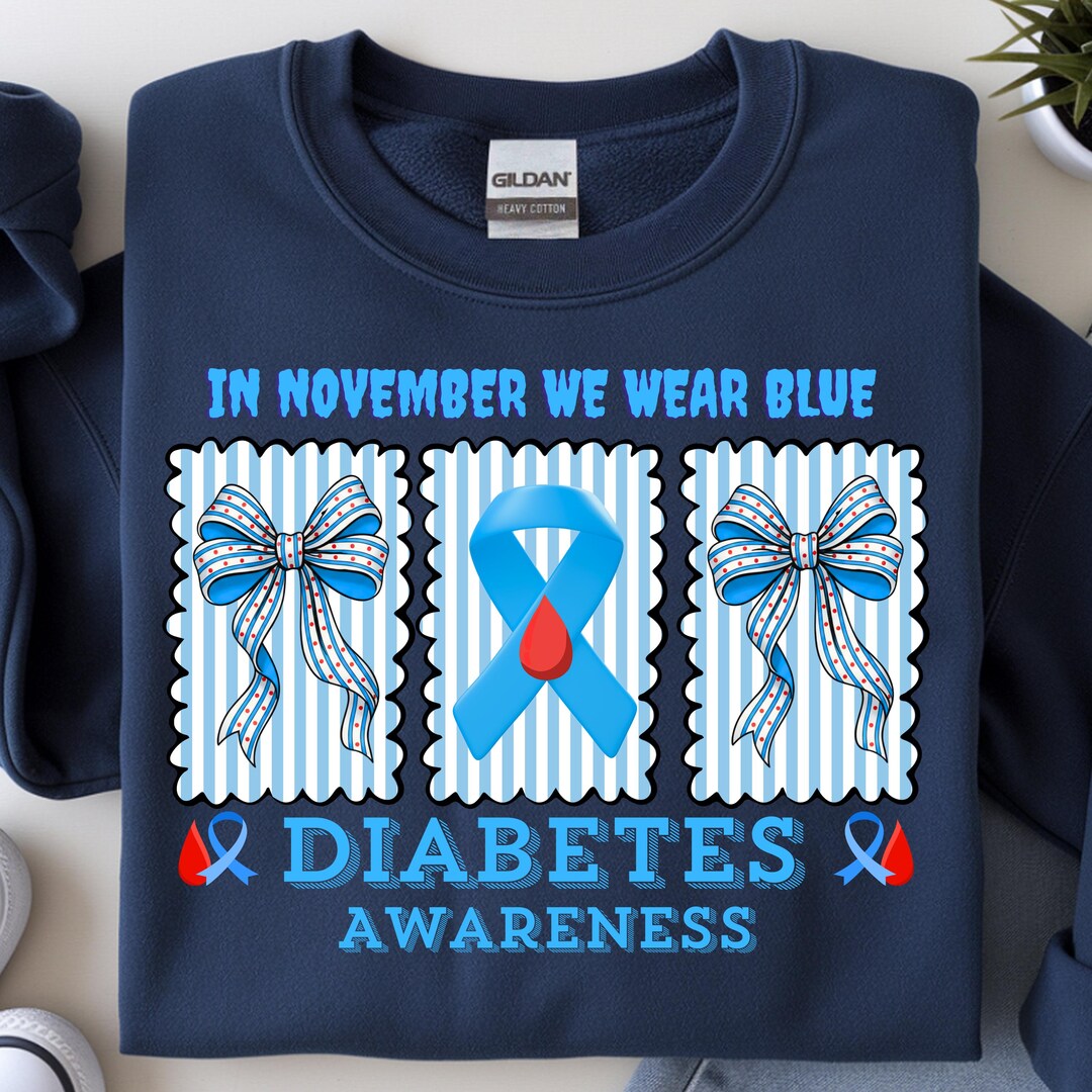 Diabetes Awareness PNG – in November We Wear Blue Design, Blue Ribbon ...