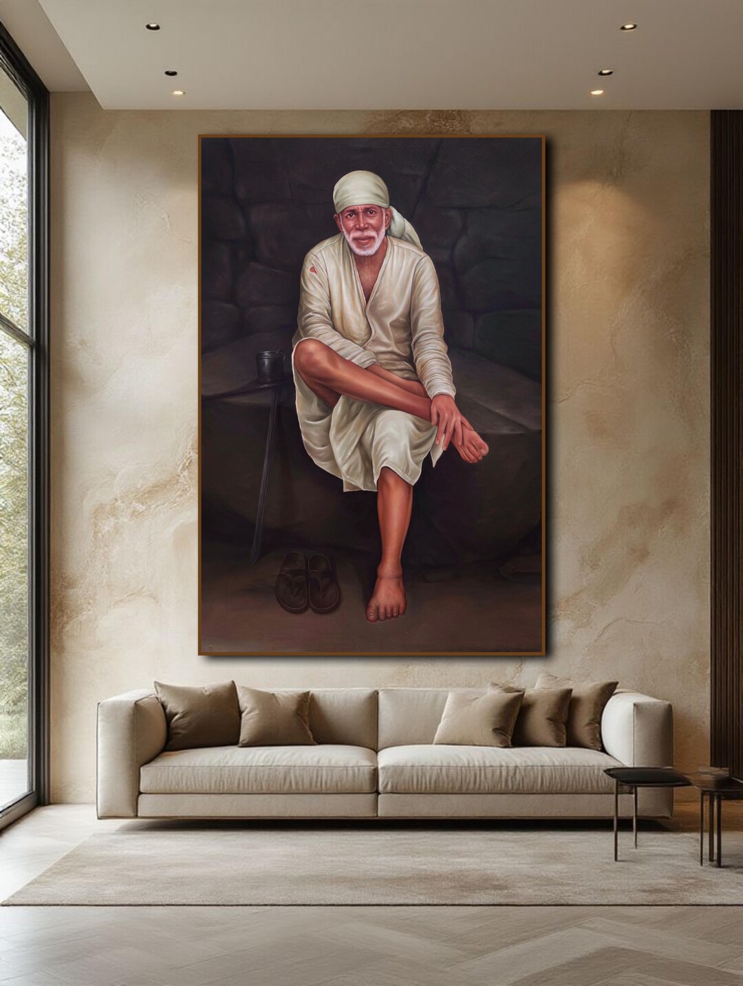 Sai Baba Painting | Indian Spiritual Wall Art Print - Etsy