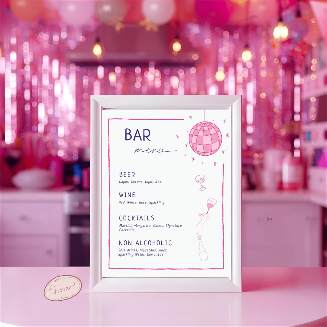 2000s Bar Menu Template, Disco Party Sign, Party Bar Signage, Party ...