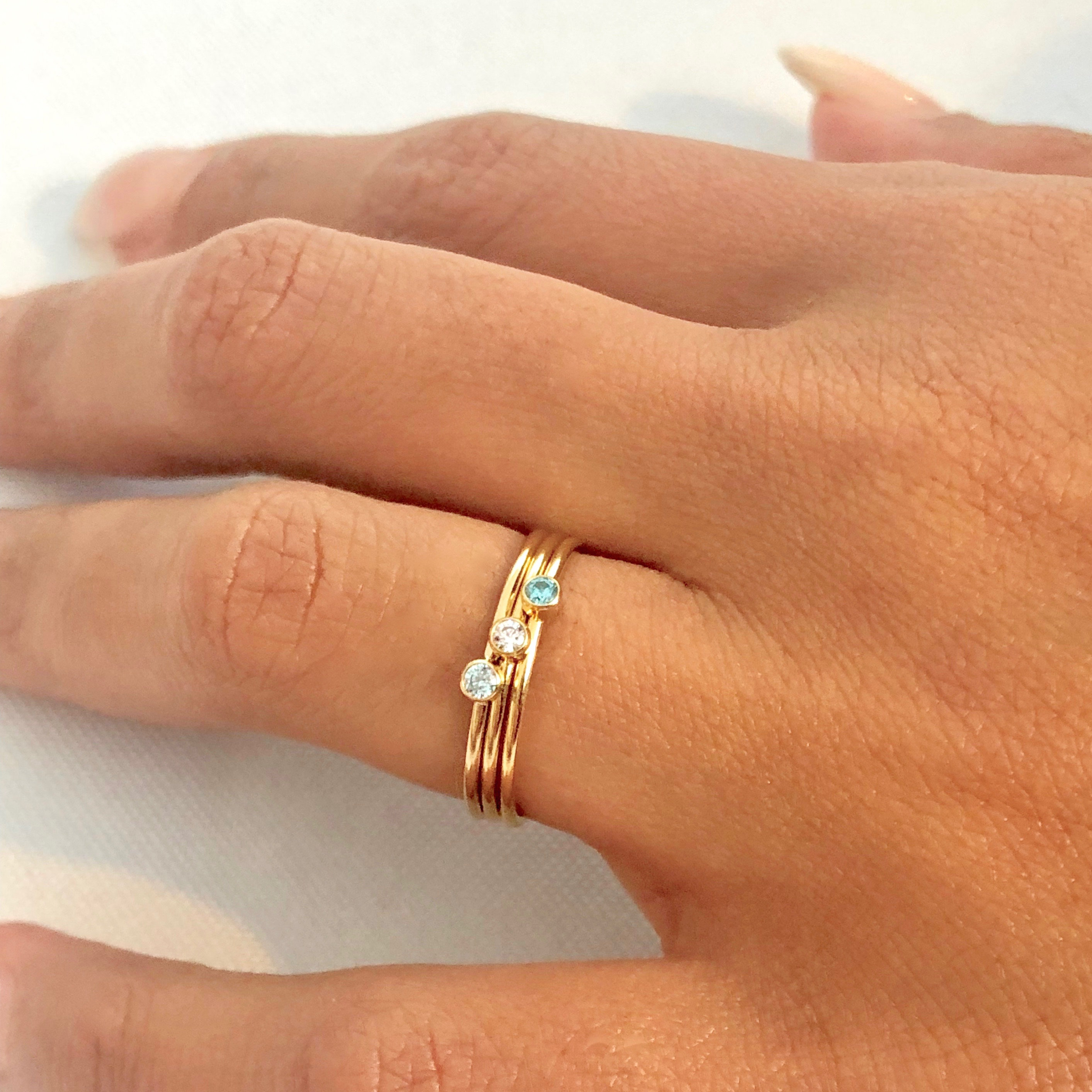 Birthstone Ring Gold Birthstone Ring for Mom Gift for Mom Stacking Ring Tiny Birthstone Ring Birthstone Jewelry Etsy