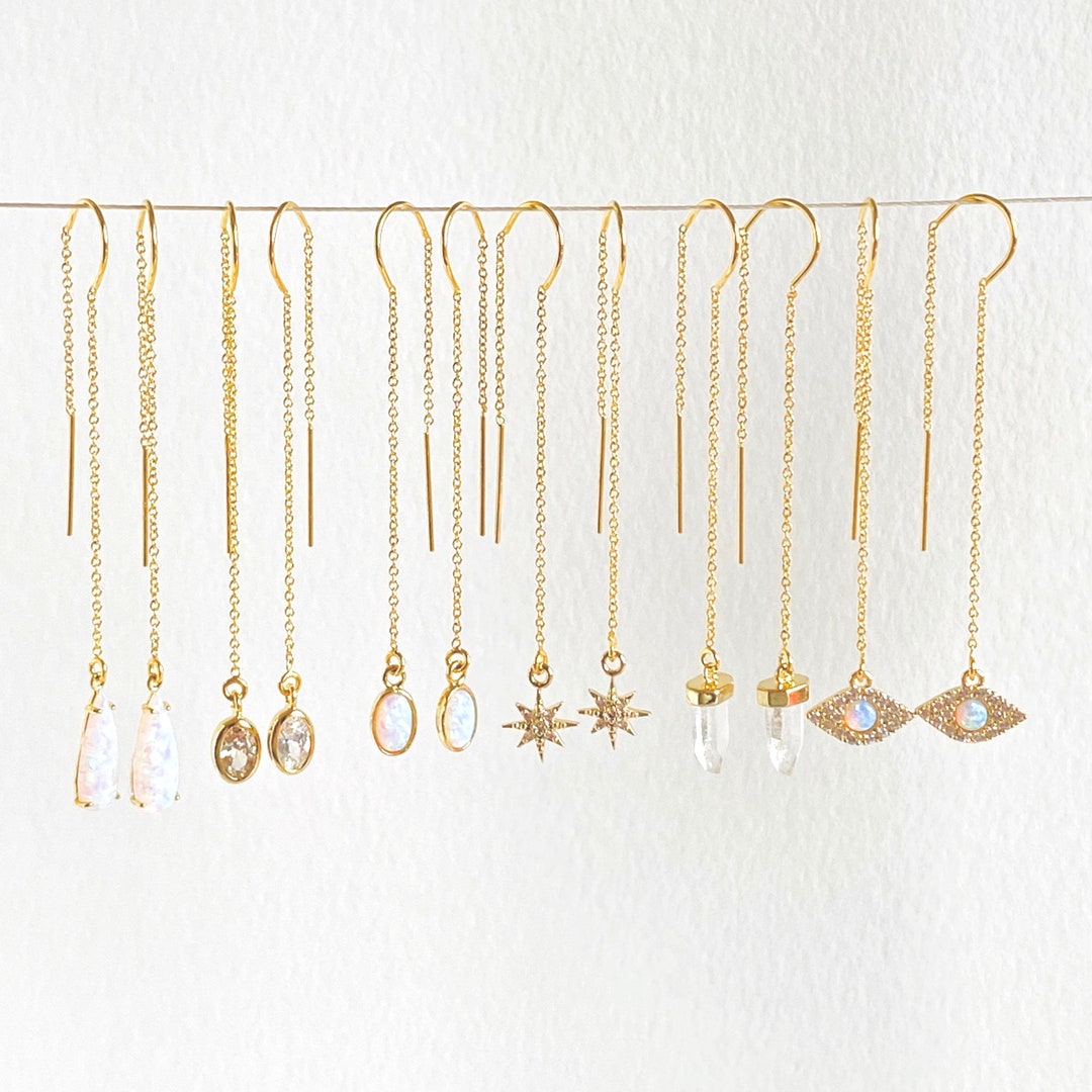 Gold Threader Earrings, Dangle & Drop Earrings, Chain Earrings ...