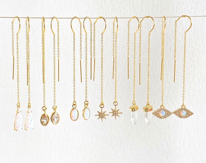 Gold Threader Earrings, Dangle & Drop Earrings, Chain Earrings ...