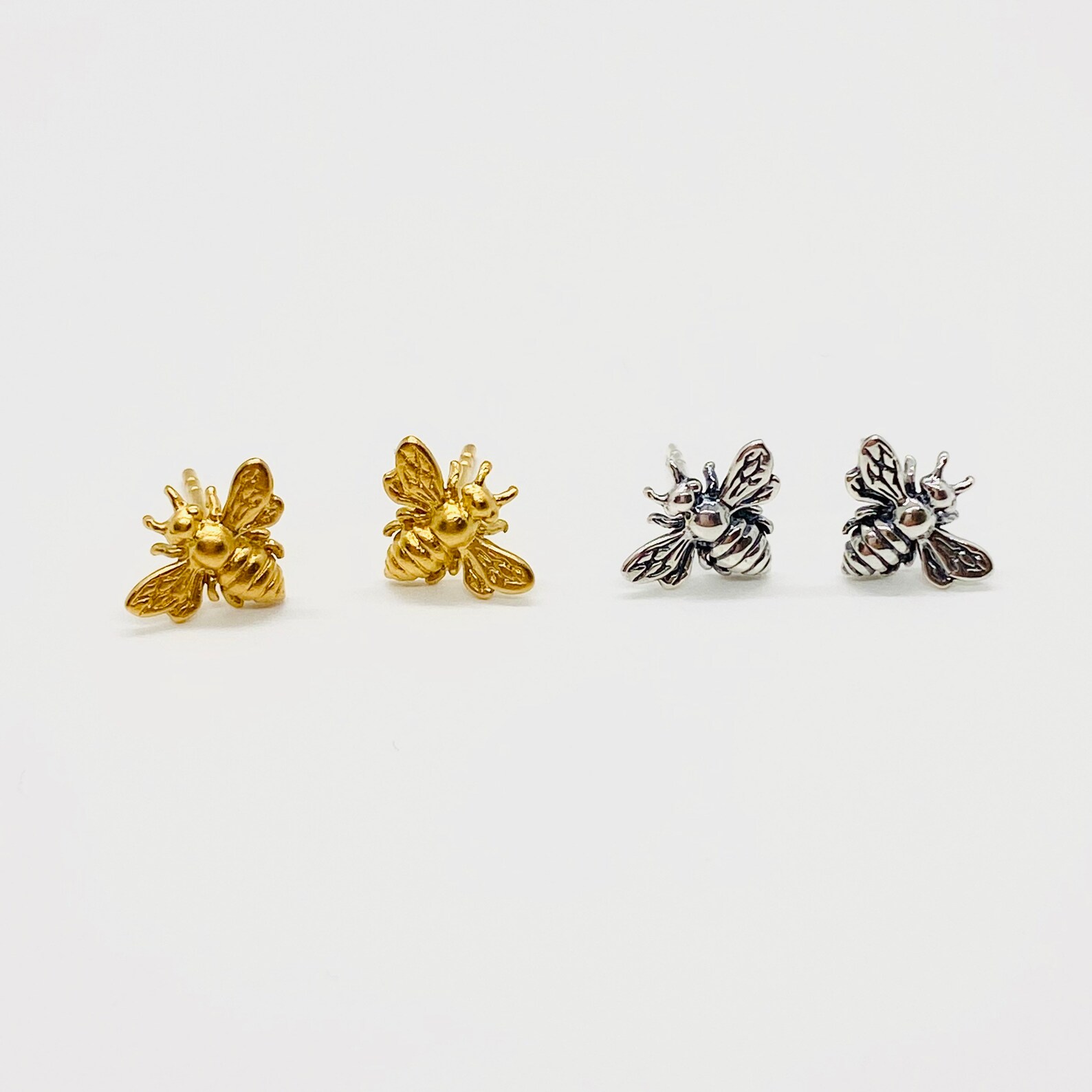 Bee Earrings, Honey Bee Jewelry, Silver Bee Studs, Bumble Bee Post ...