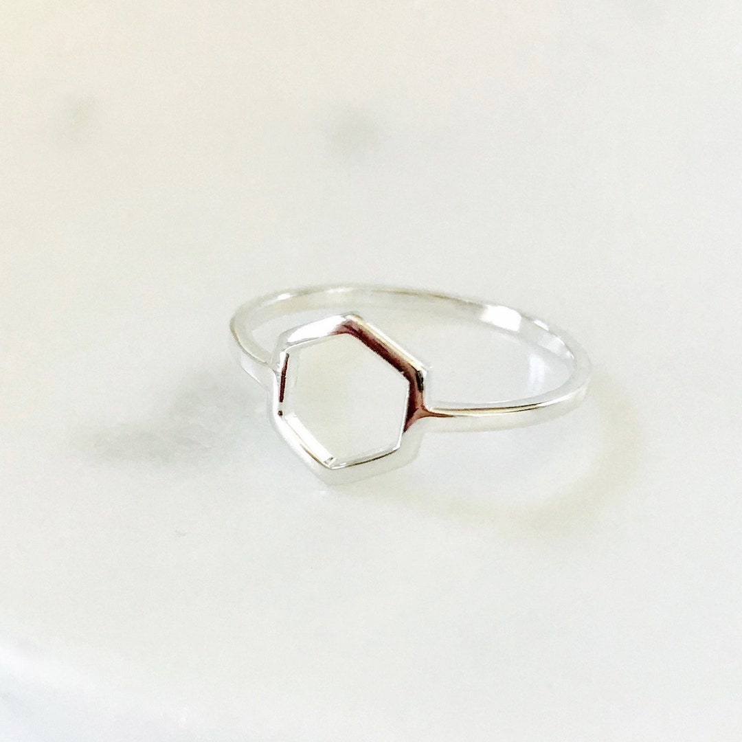 Hexagon Ring, Honeycomb, Geometric Ring Silver - Etsy