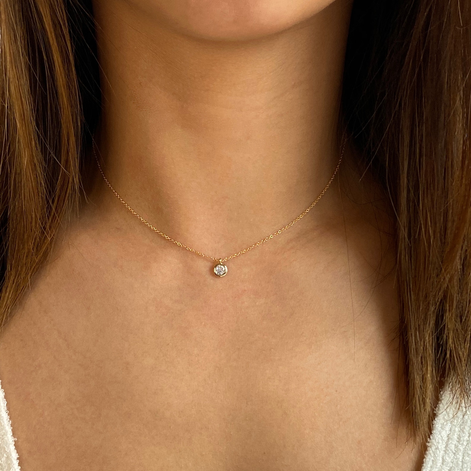 Solitaire Choker Necklace, Solitaire Diamond, Choker Necklace Gold ...
