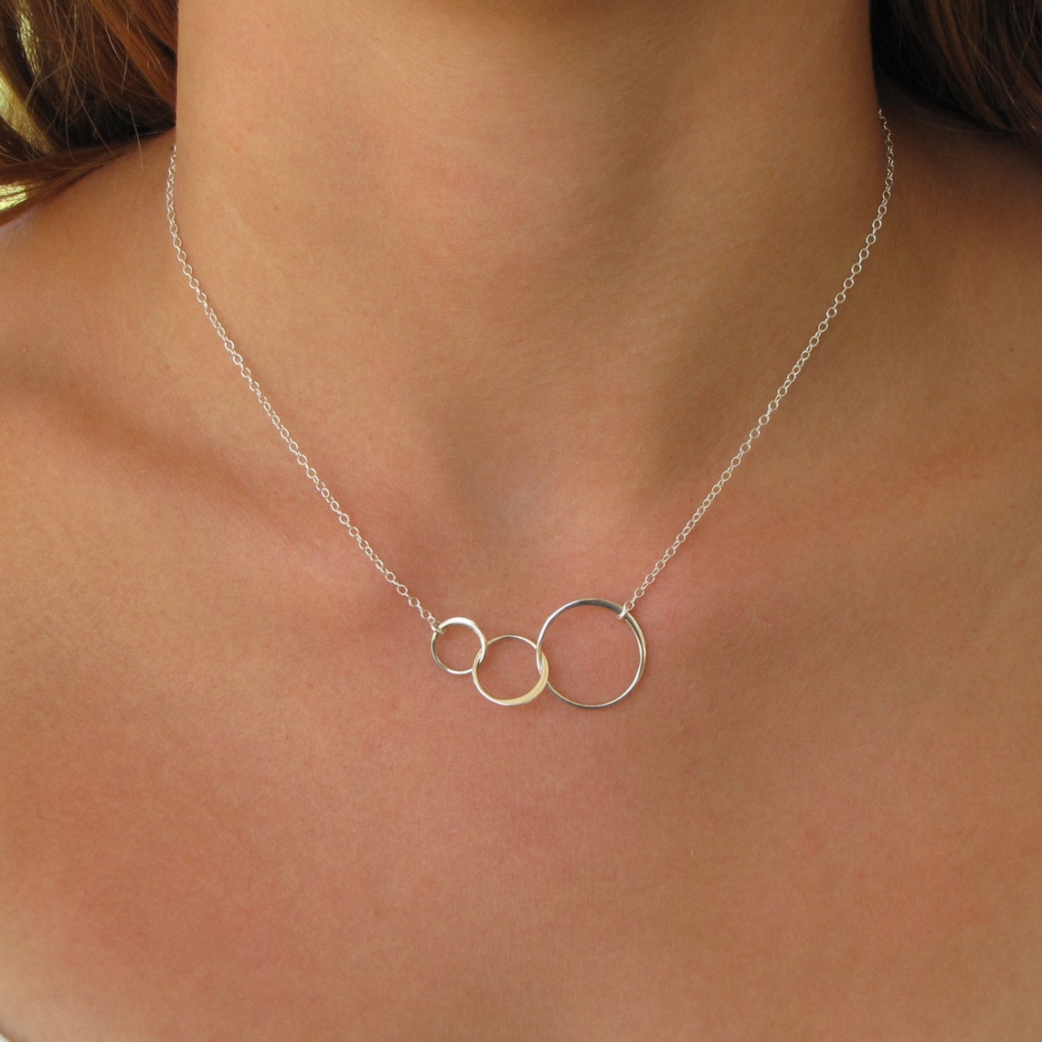 Triple Circle Necklace Eternity Necklace Layering Necklace | Etsy