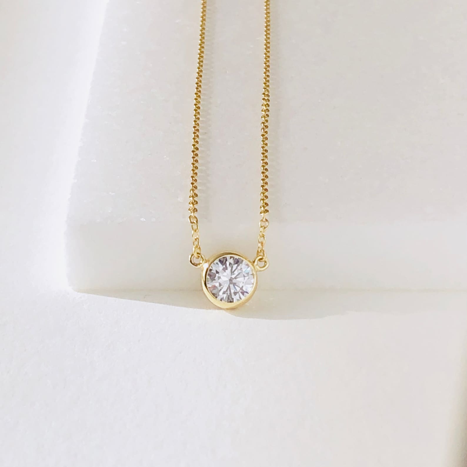 Solitaire Necklace, Diamond Necklace, Layering Necklace, Dainty ...