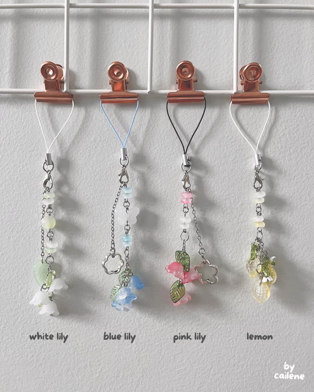Dainty Flower and Lemon Phone Charm: Handmade Beaded Charms - Etsy