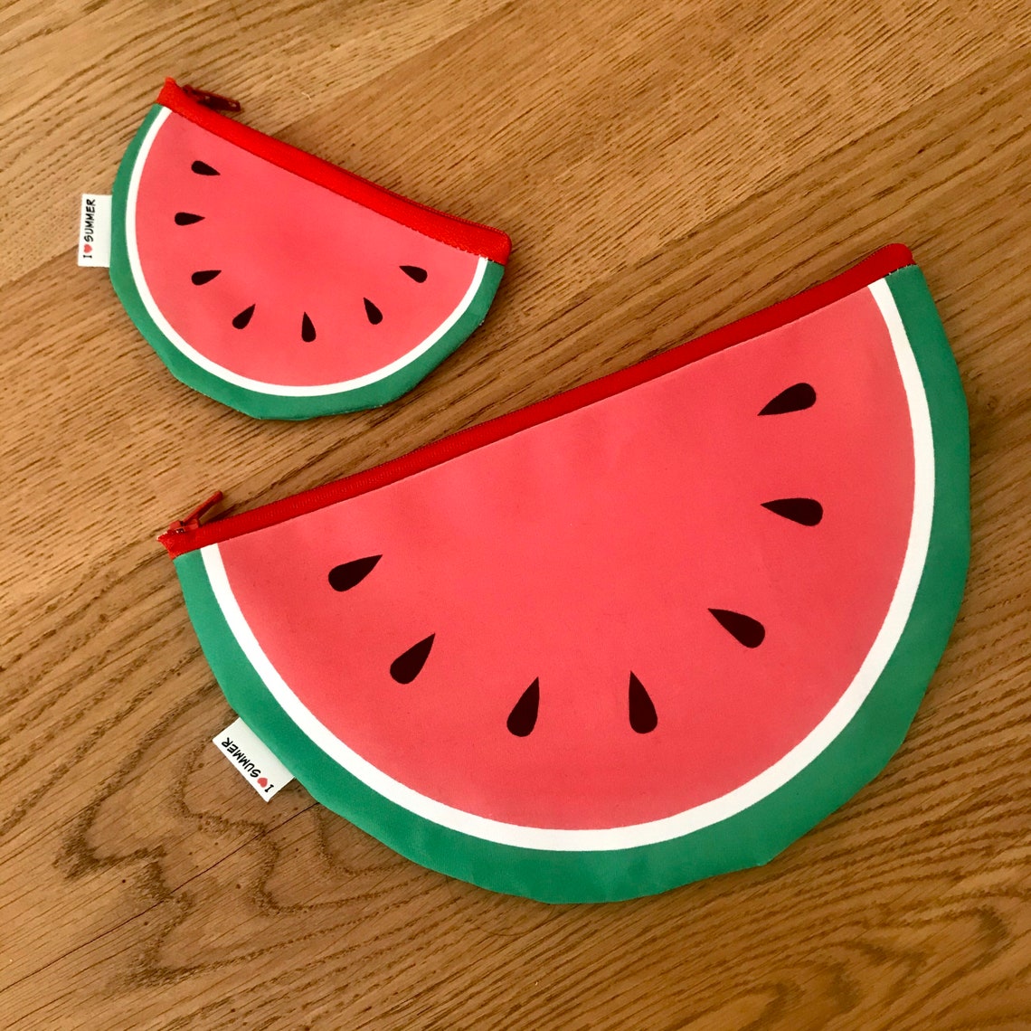 Watermelon Summer Time Zipper Pouch Set - Big Clutch Zipper Pouch and a ...