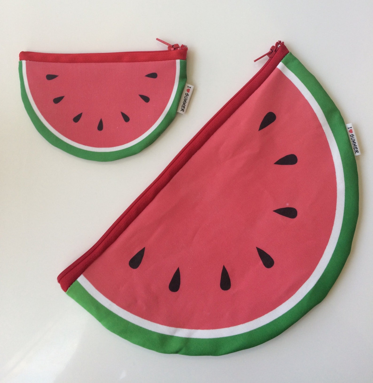 Watermelon Summer Time Zipper Pouch Set - Big Clutch Zipper Pouch and a ...